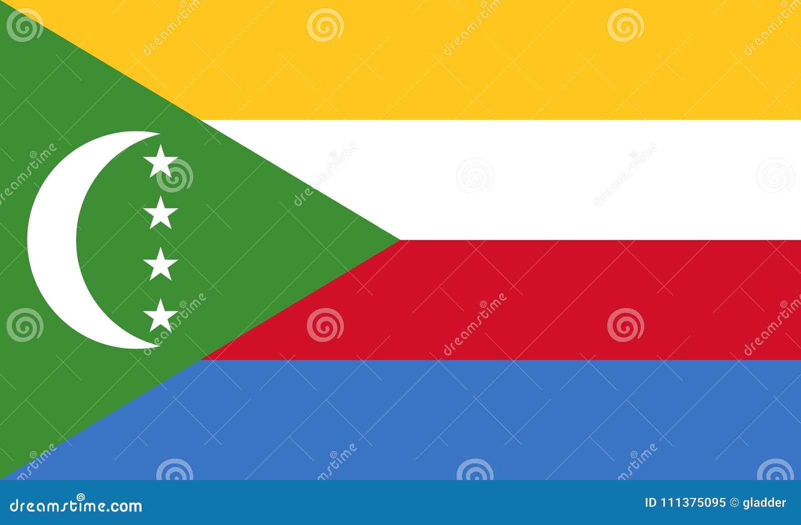 Flag in Colors of Comoros, Vector Image. Stock Vector - Illustration of ...