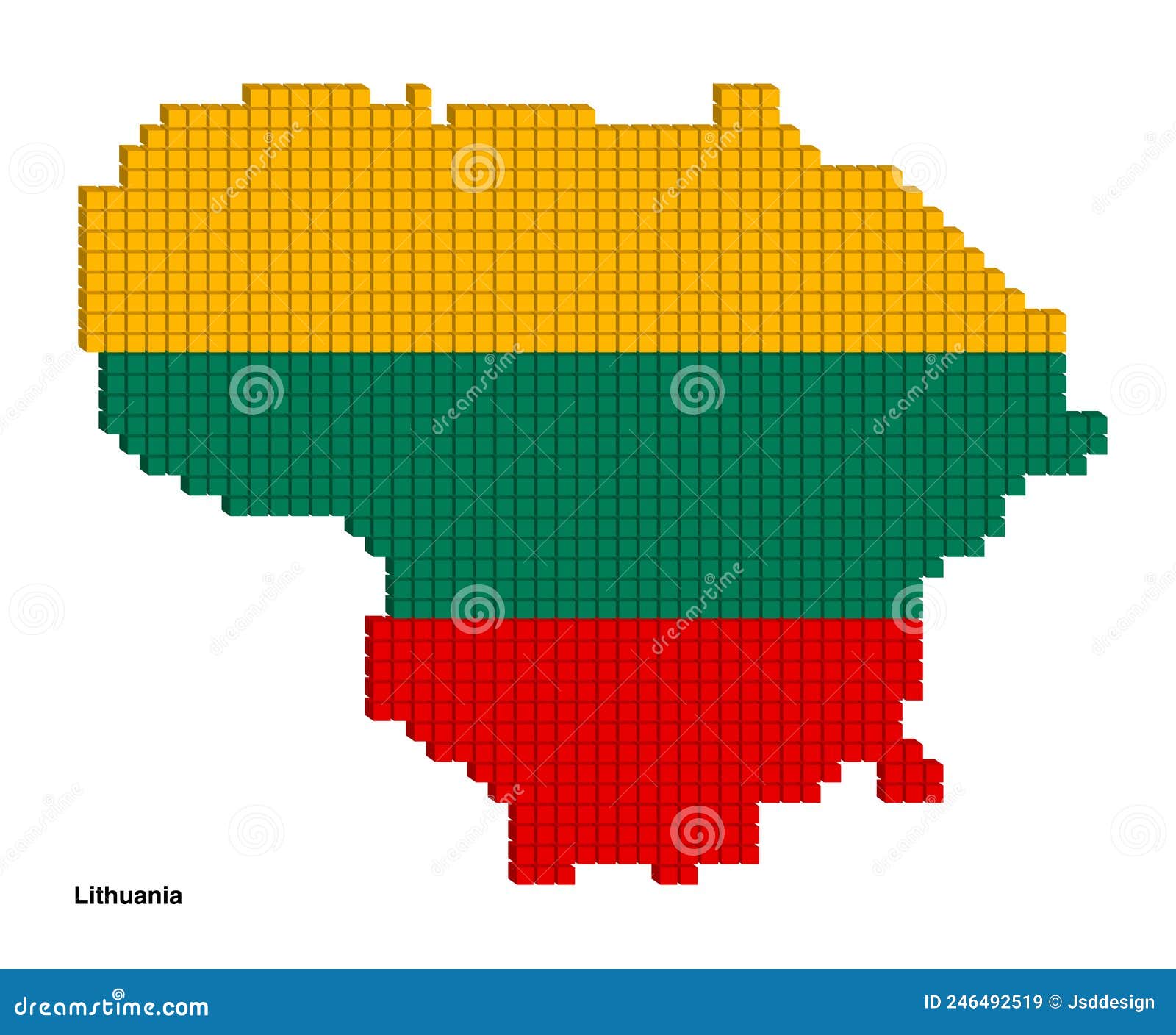 Vector Illustration Pixelated Geographical Map of Lithuania Stock ...