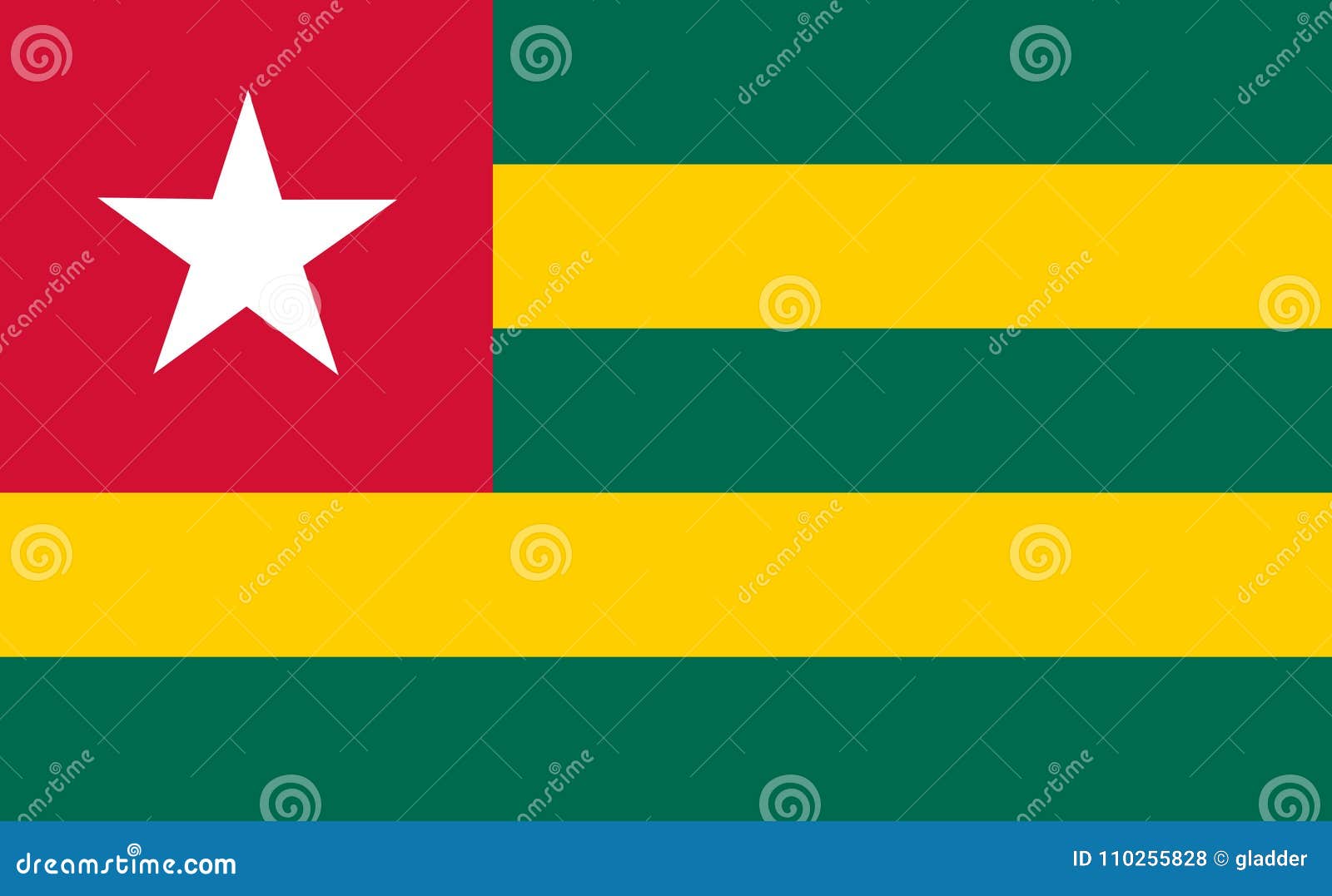 Flag in Colors of Togo, Image. Stock Illustration - Illustration of ...