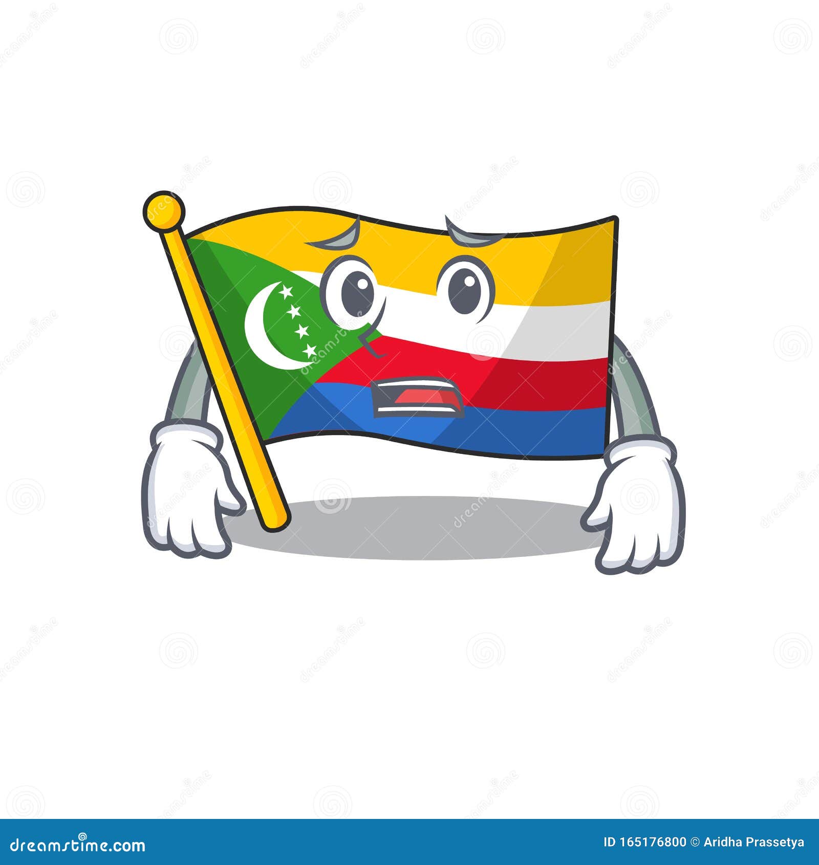 Flag Comoros Cartoon Character Showing Afraid Look Face Stock Vector ...