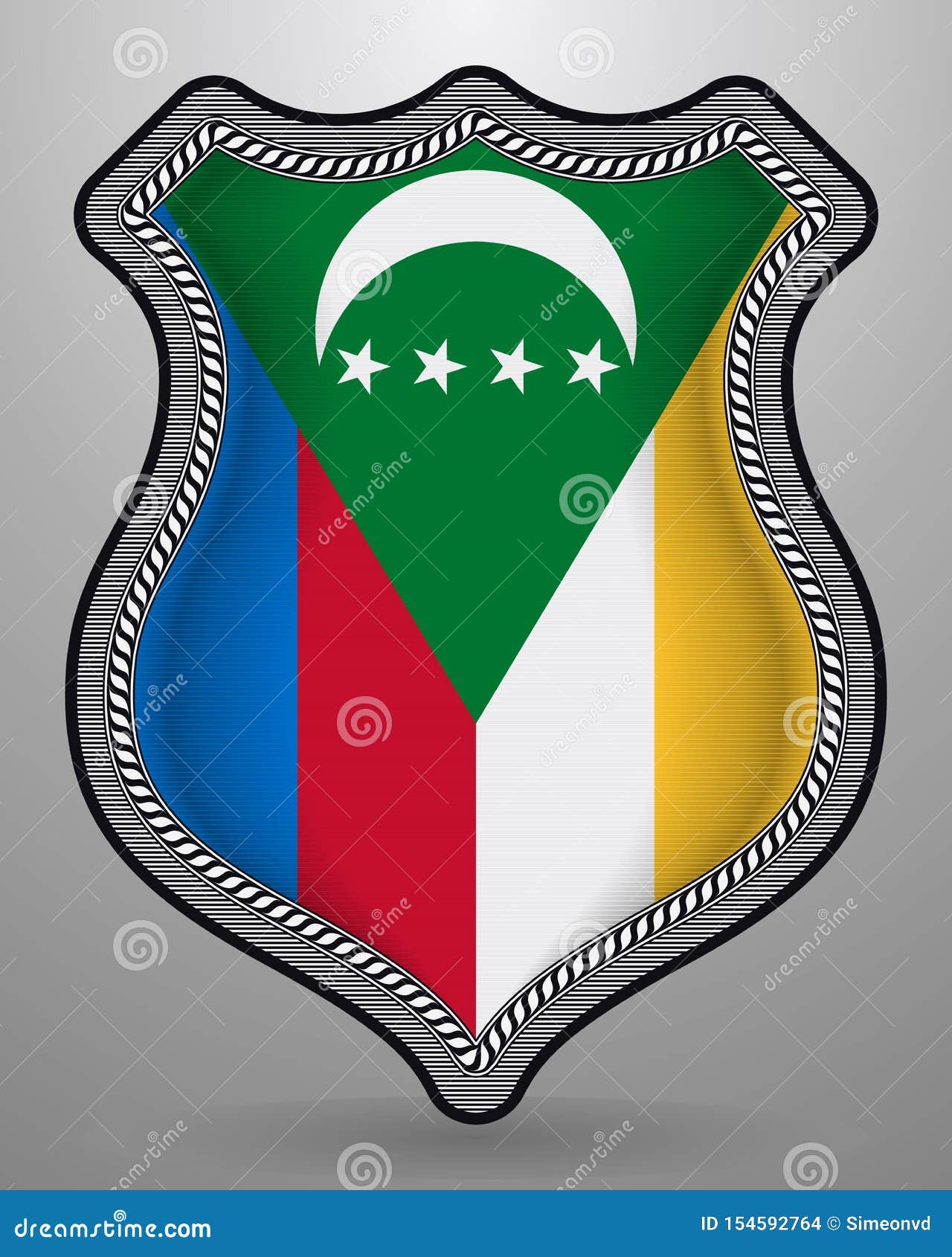 Flag of Comoros. Vector Badge and Icon Stock Vector - Illustration of ...