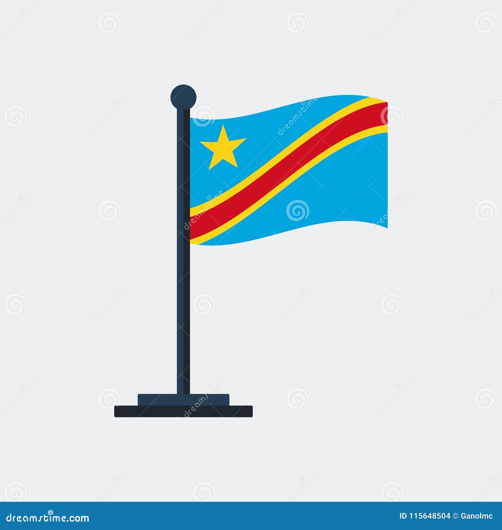 Flag Of Congo Kinshasa Flag Stand Vector Illustration Stock Vector