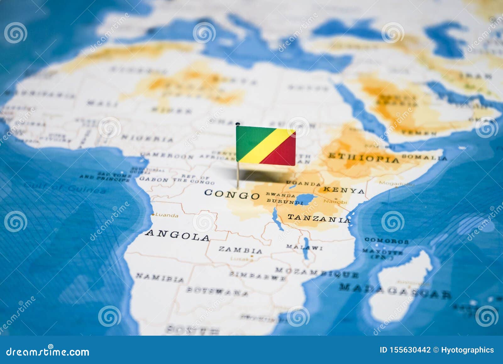The Flag of Congo in the World Map Stock Photo - Image of government ...