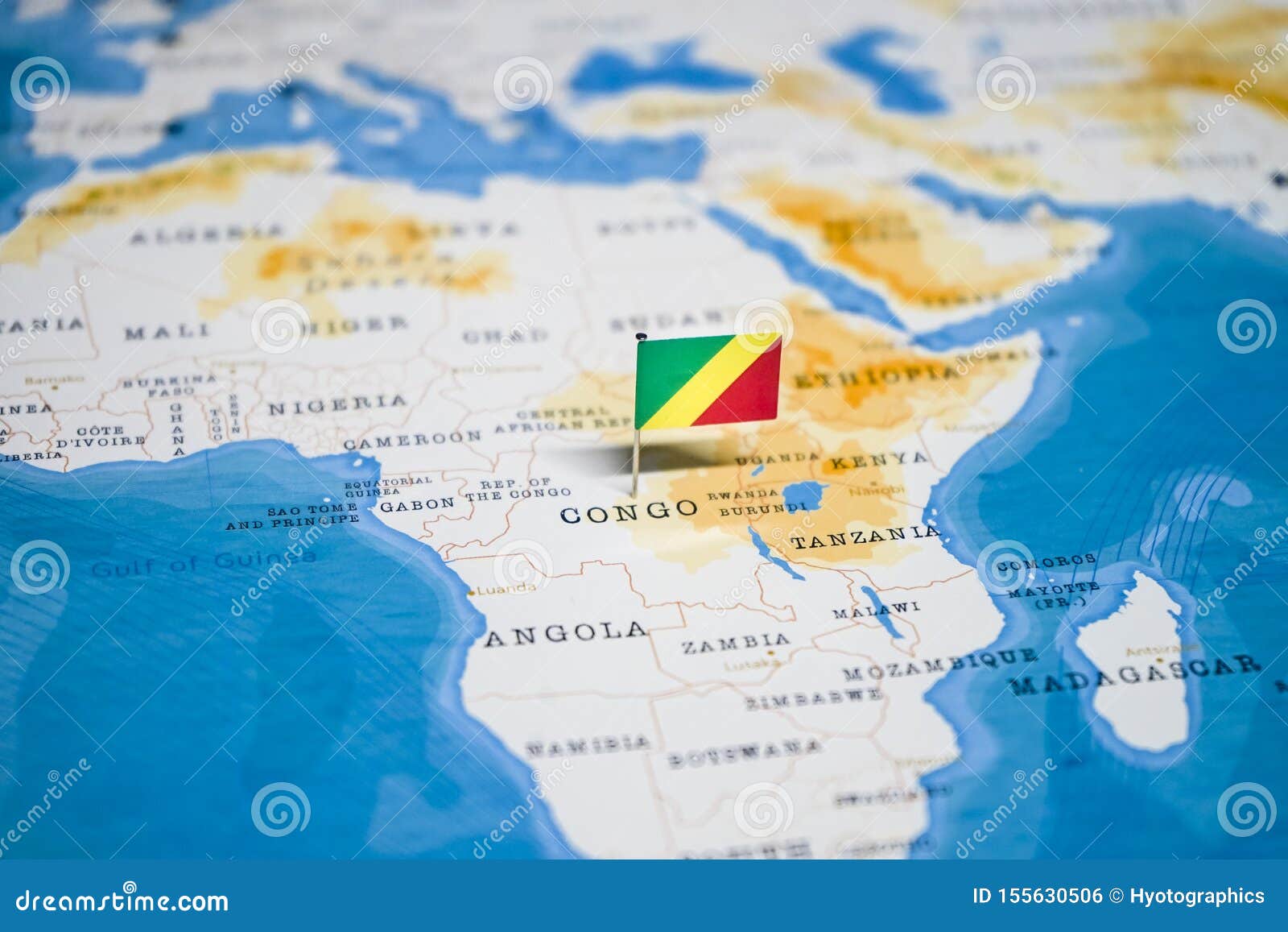 The Flag of Congo in the World Map Stock Photo - Image of location ...