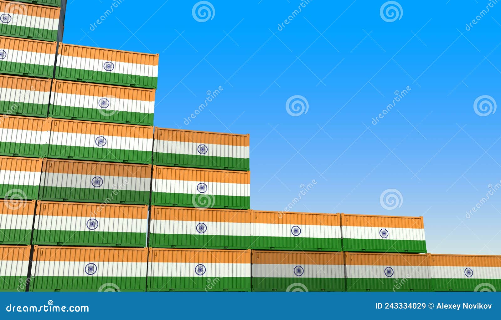 Many Containers with Flag of India Represent Decreasing Trend. Economic ...