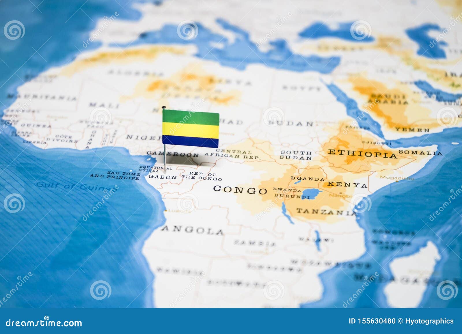 The Flag of Gabon in the World Map Stock Photo - Image of advertisement ...