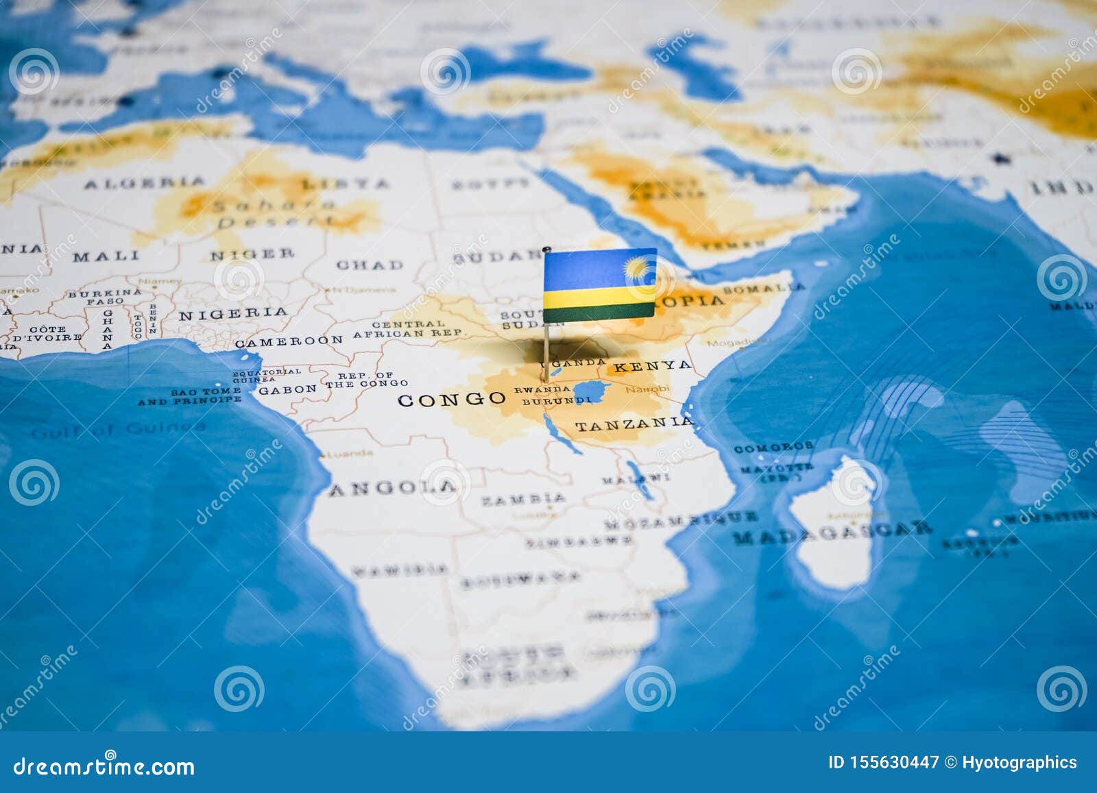 The Flag of Rwanda in the World Map Stock Image - Image of education ...