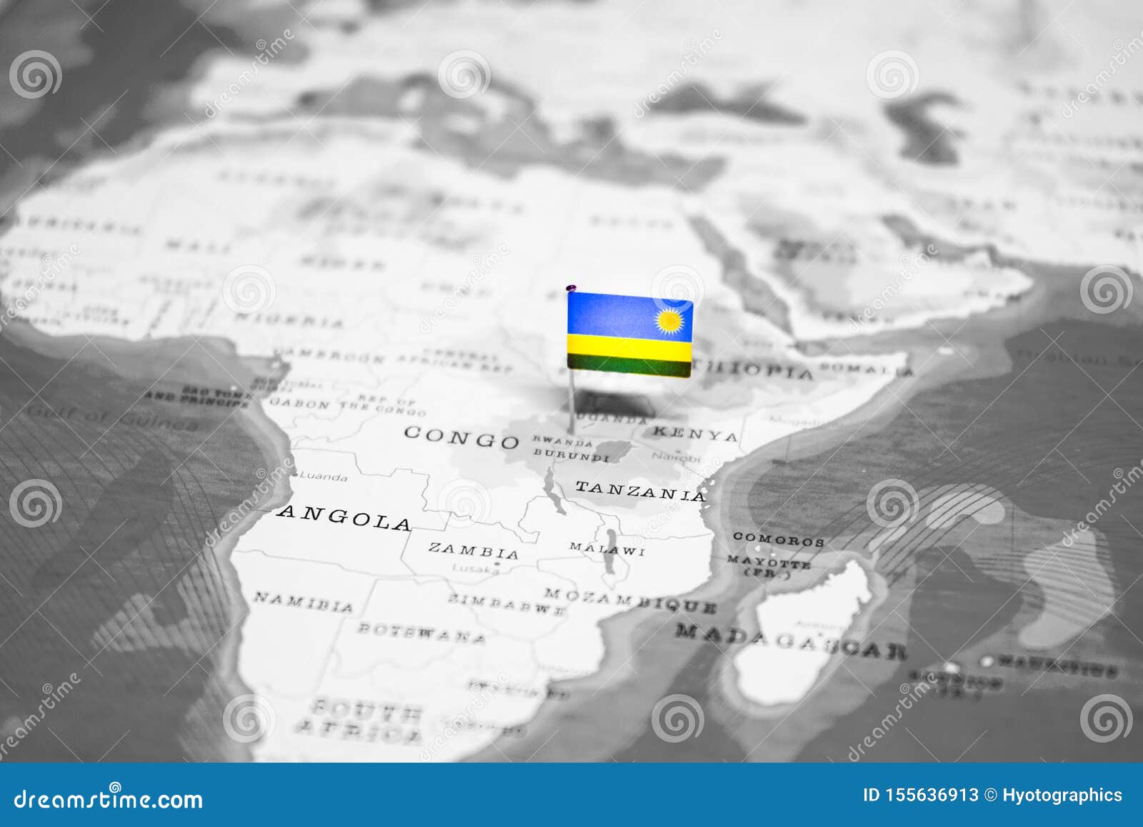 The Flag of Rwanda in the World Map Stock Image - Image of arrival ...