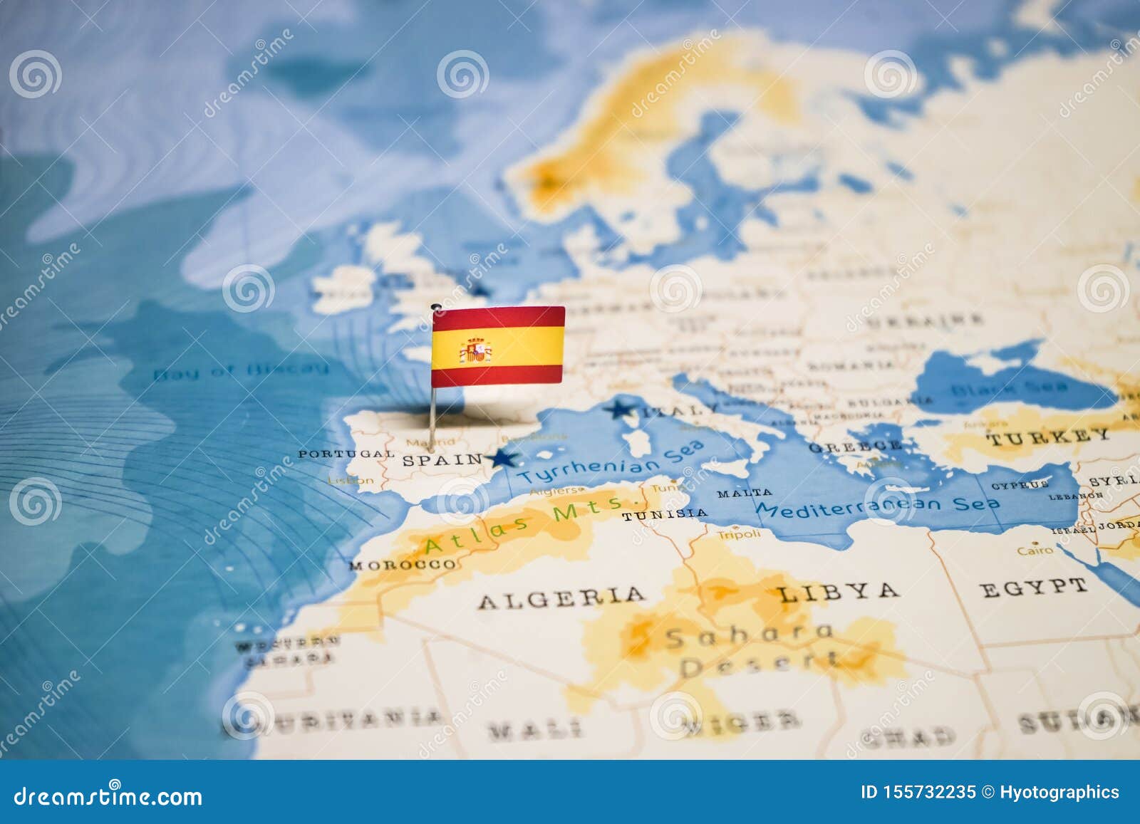 The Flag of Spain in the World Map Stock Image - Image of countries ...