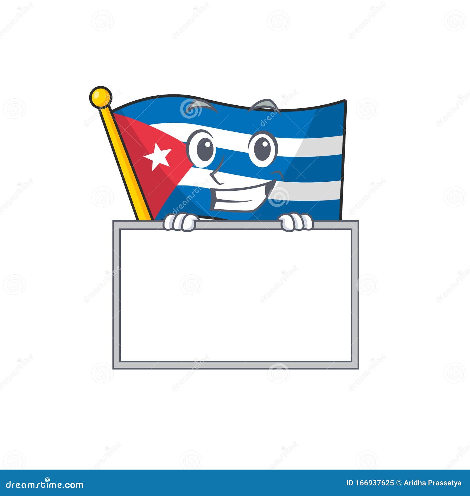 Flag Cuba Scroll Cartoon Character Style Grinning with Board Stock ...