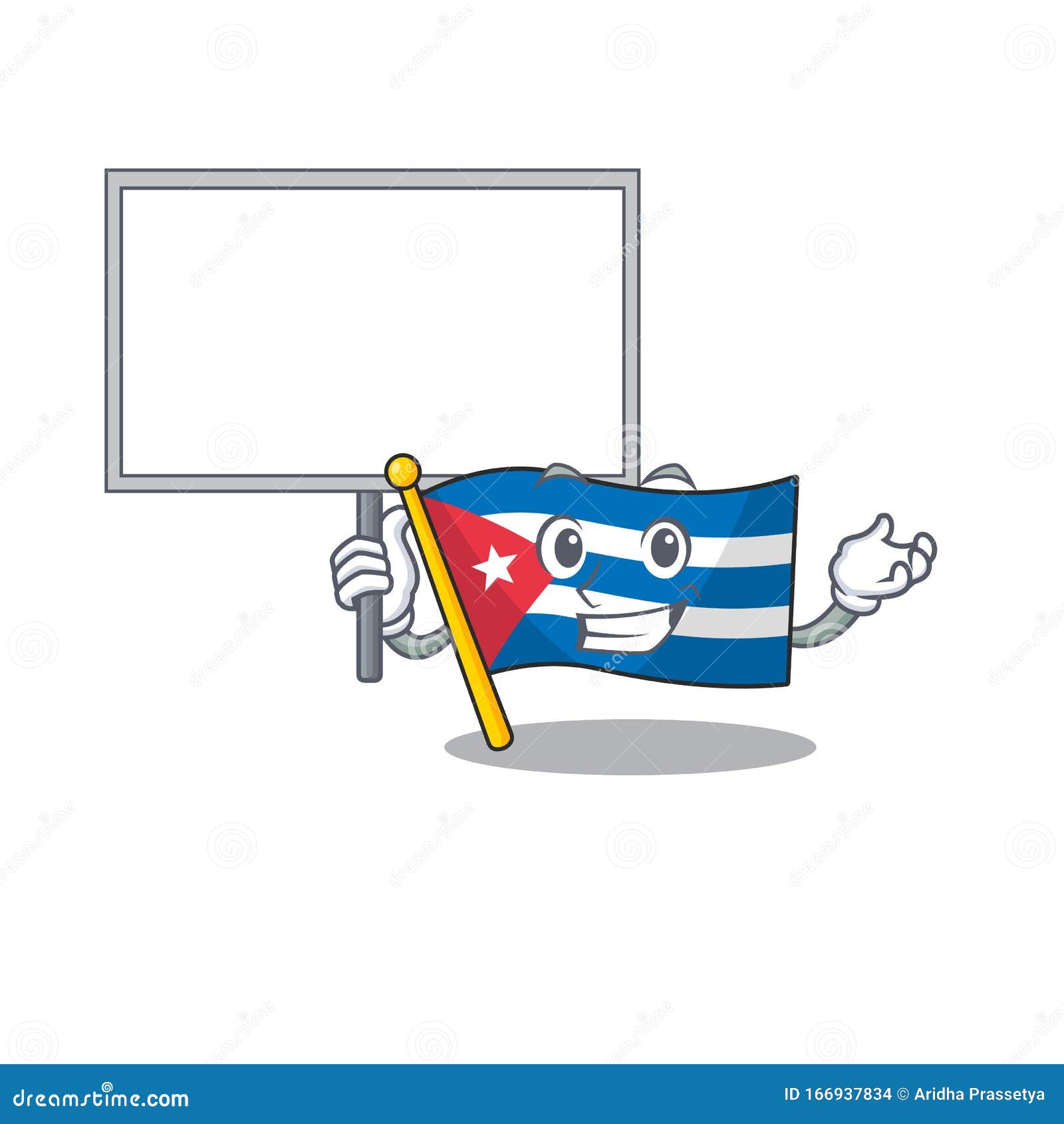 Flag Cuba Scroll Cute Cartoon Character Bring a Board Stock Vector ...