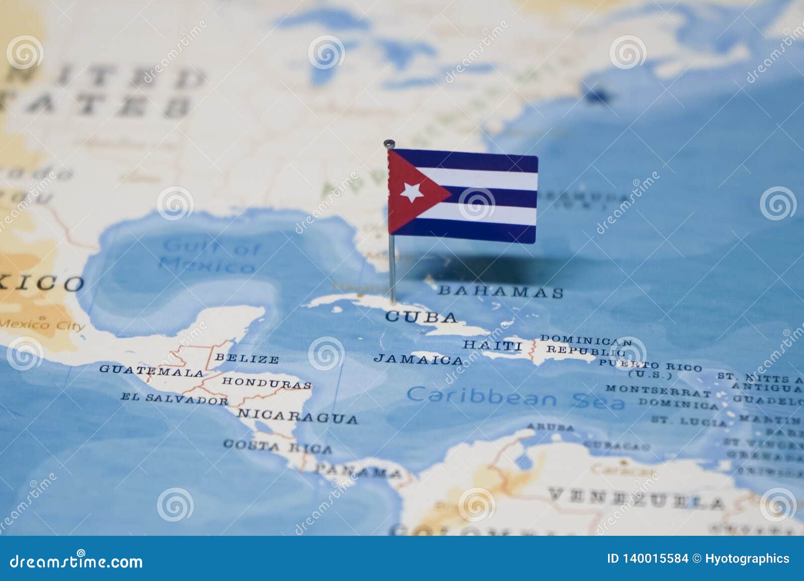 The Flag of Cuba in the World Map Stock Photo - Image of nations ...