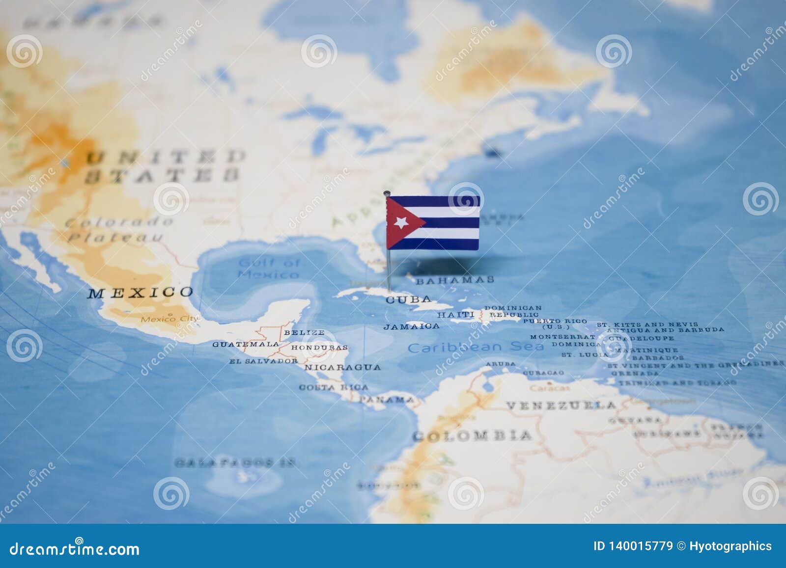 The Flag of Cuba in the World Map Stock Image - Image of country ...