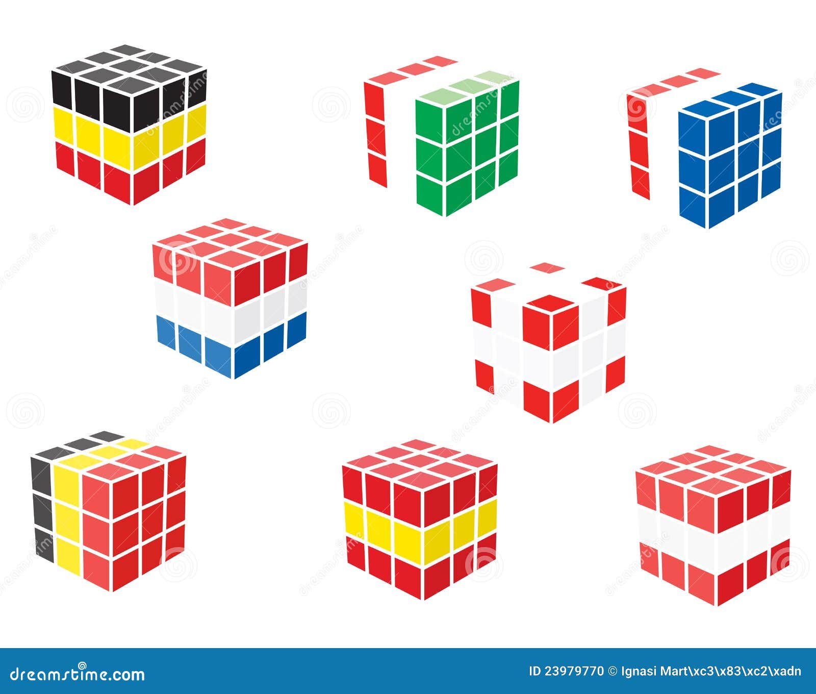 Flag cubes stock vector. Illustration of italy, spain - 23979770