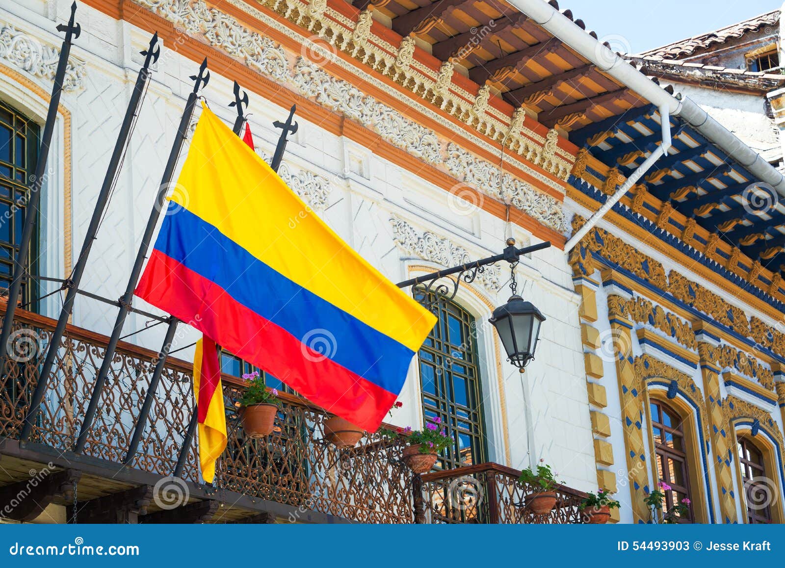 Flag in Cuenca, Ecuador stock image. Image of landmark - 54493903