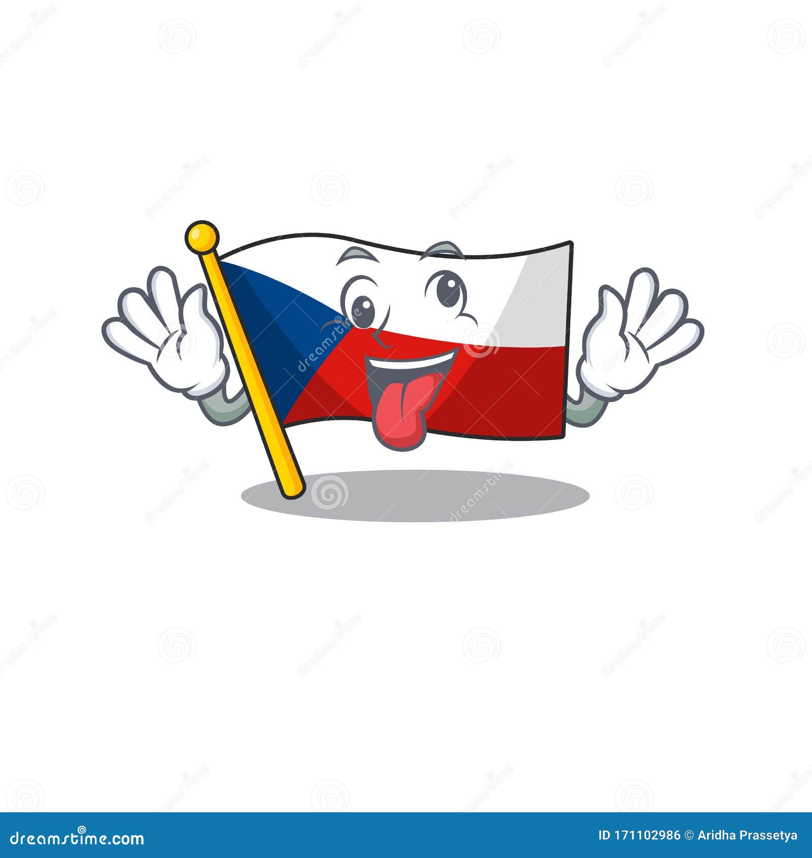 Flag Czechia Cartoon Character Style with a Crazy Face Stock Vector ...