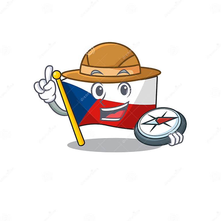 Flag Czechia Stylized Explorer Having a Compass Stock Vector ...