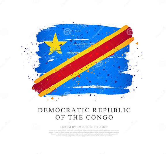 Flag Of The Democratic Republic Of The Congo Brush Strokes Stock