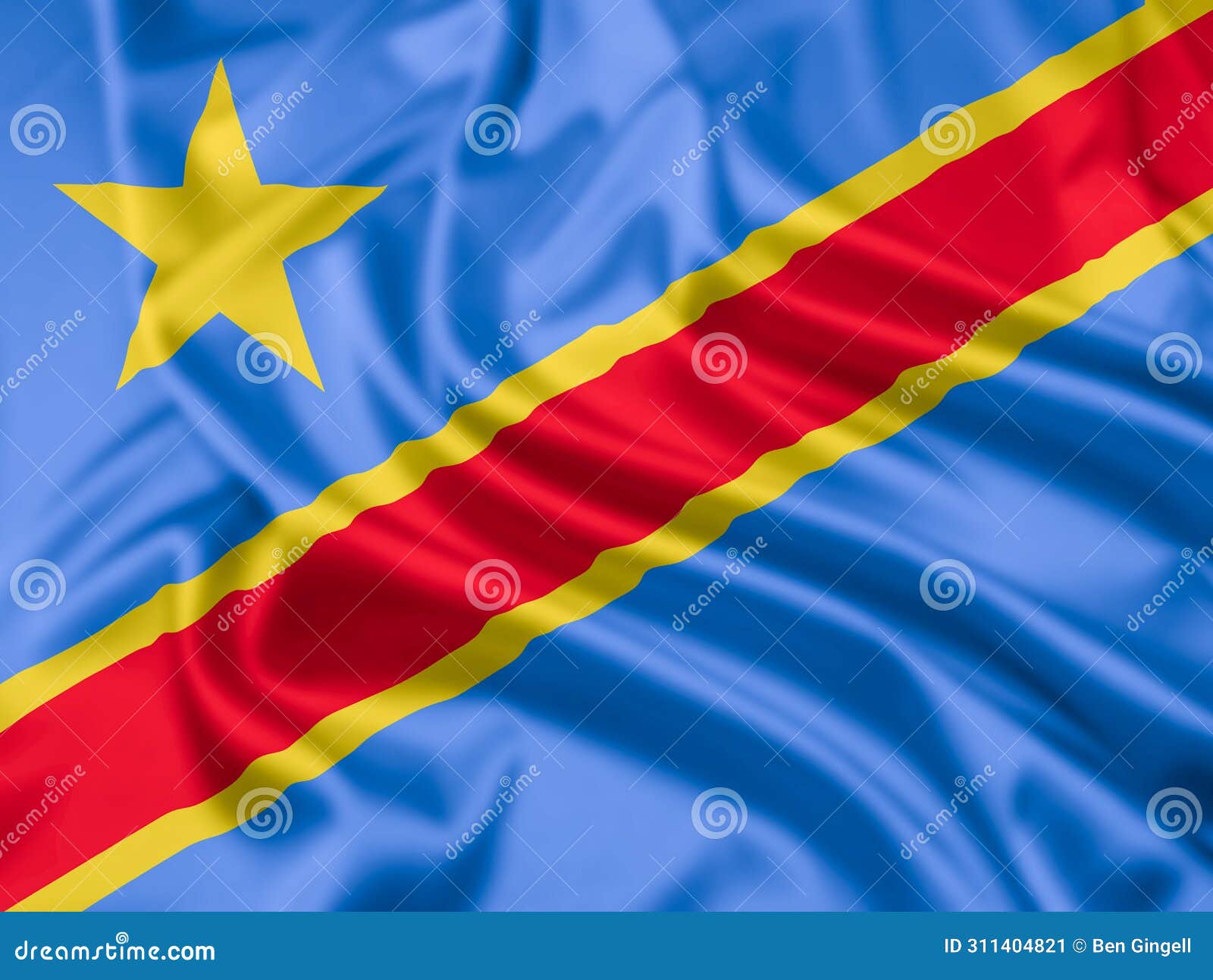 The Flag of DRC Rippled stock illustration. Illustration of emblem ...