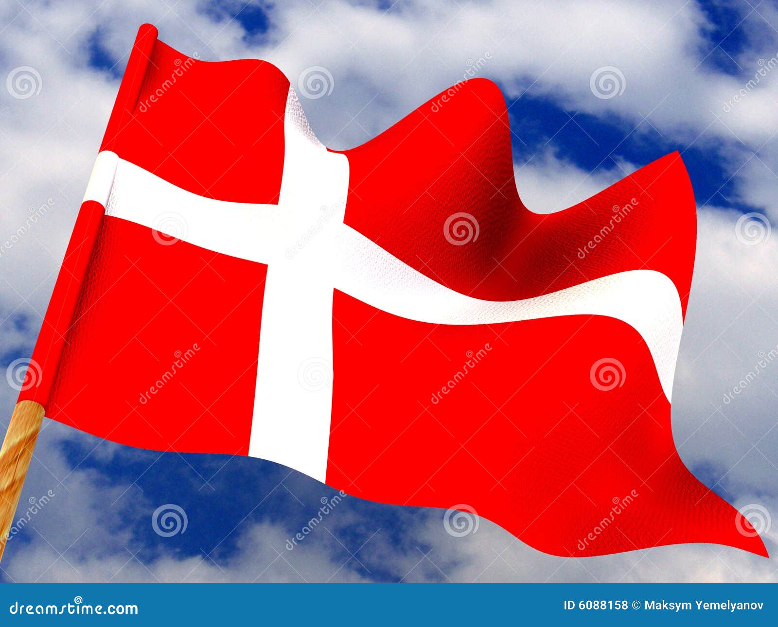 Flag Of Denmark (Dannebrog). White Cross On A Red Background. Royalty ...