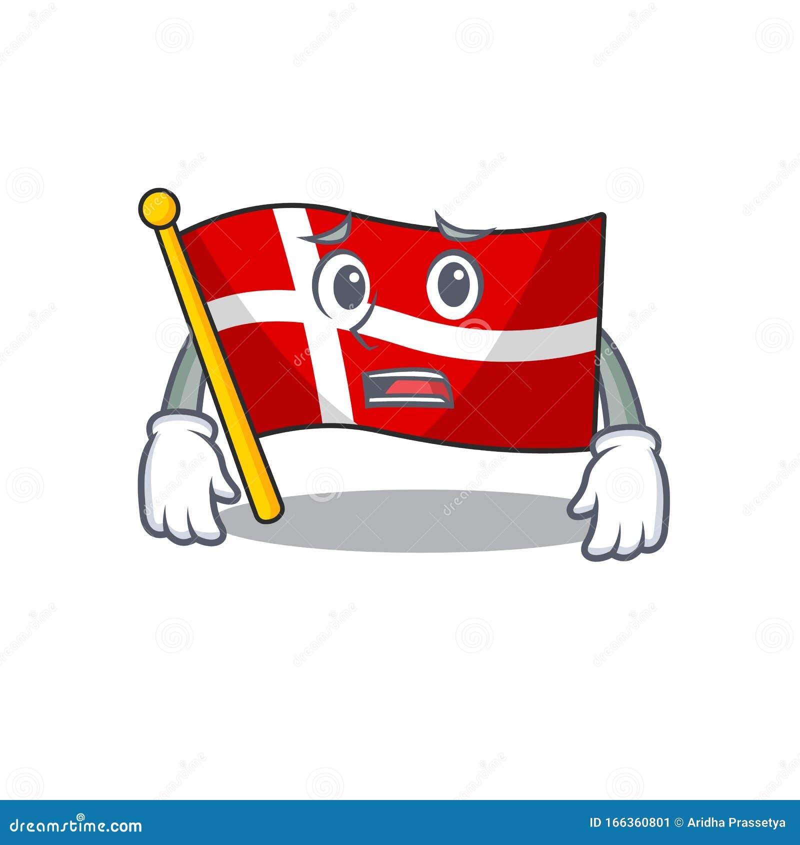 Flag Denmark Cartoon Character Showing Afraid Look Face Stock Vector ...