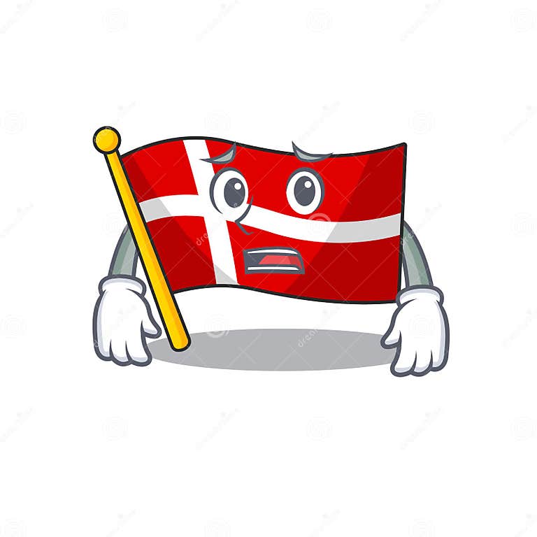 Flag Denmark Cartoon Character Showing Afraid Look Face Stock Vector ...