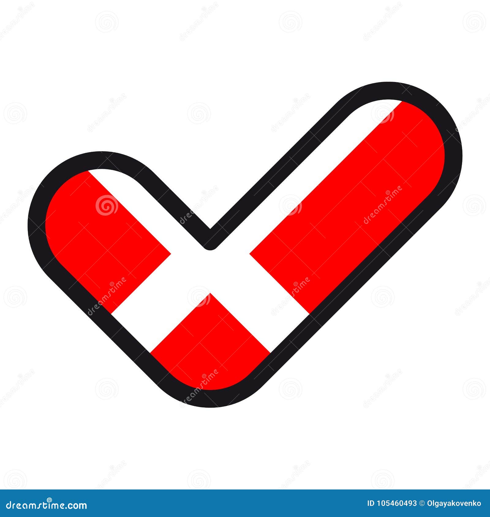 Flag of Denmark in the Shape of Check Mark, Vector Sign Approval Stock ...