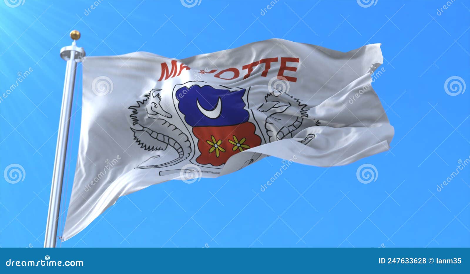 Flag of Department of Mayotte, France. 3d Rendering Stock Illustration ...