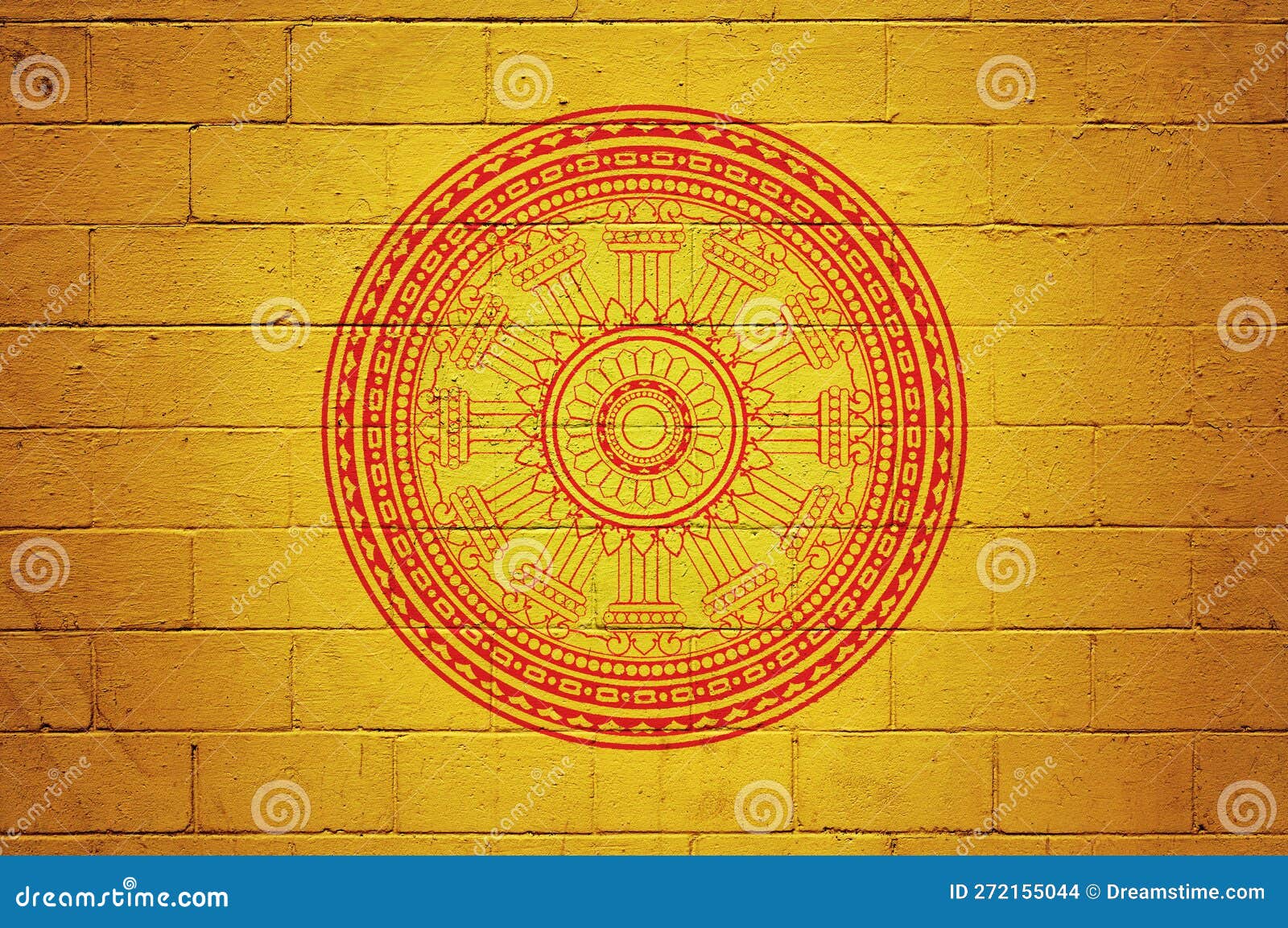 Flag of the Dharmacakra Painted on a Wall Stock Photo - Image of ...