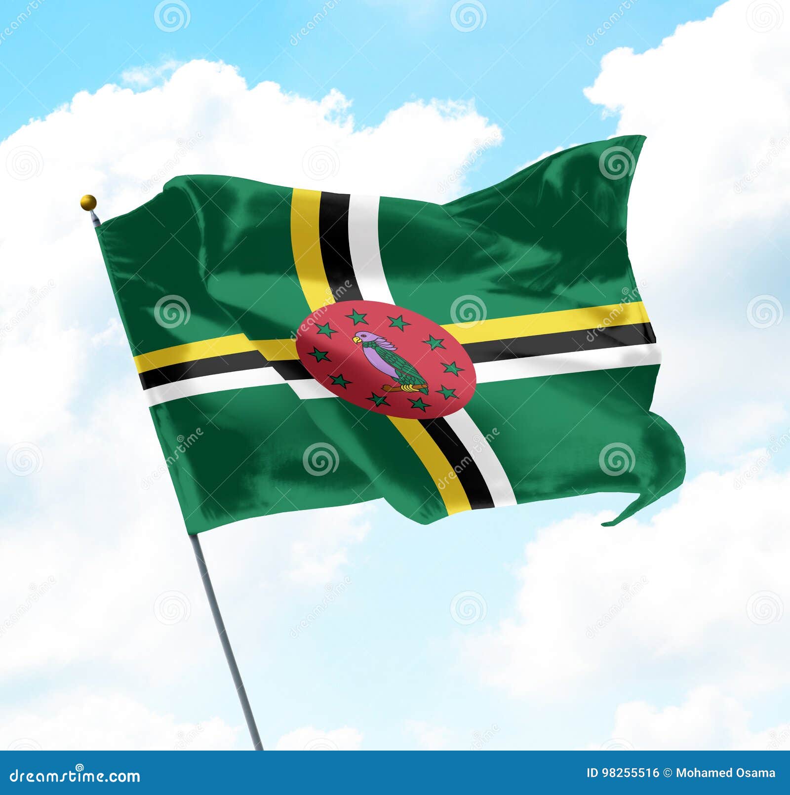 Flag of Dominica stock photo. Image of capital, dominica - 98255516