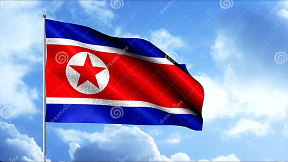 The Flag of the DPRK. Motion Stock Illustration - Illustration of alpha ...