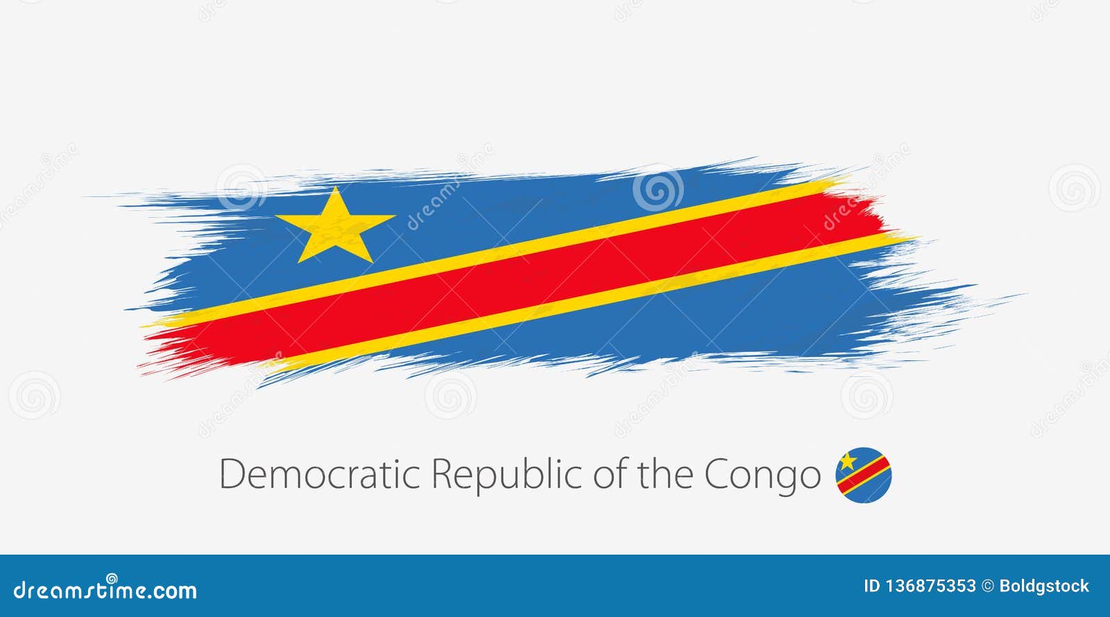 Flag of DR Congo, Grunge Abstract Brush Stroke on Gray Background Stock ...