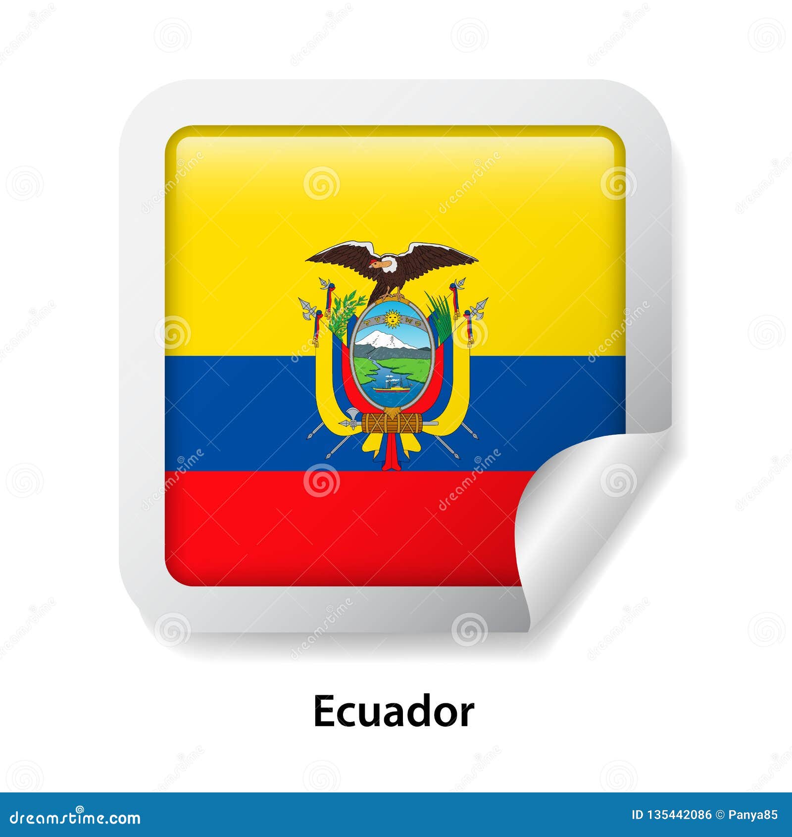 Flag of Ecuador. Round Glossy Sticker Stock Vector - Illustration of ...
