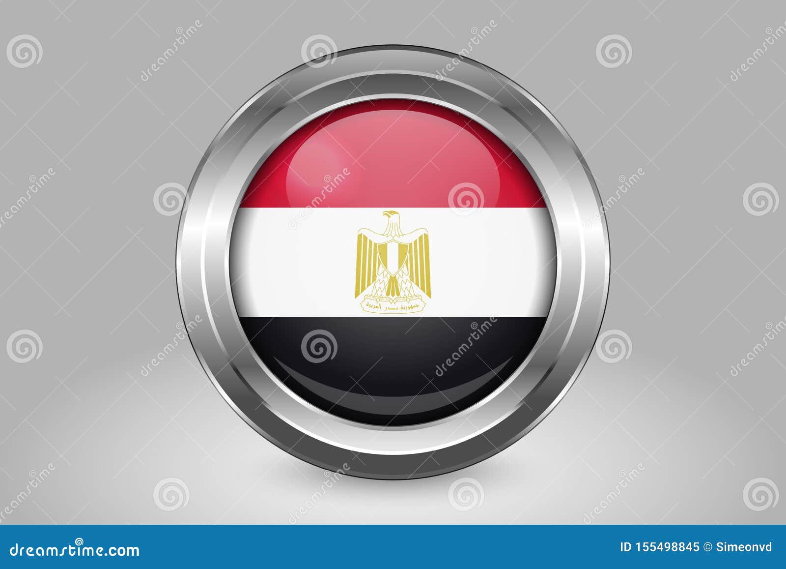 Flag of Egypt. Metal and Glass Round Vector Icon Stock Vector ...