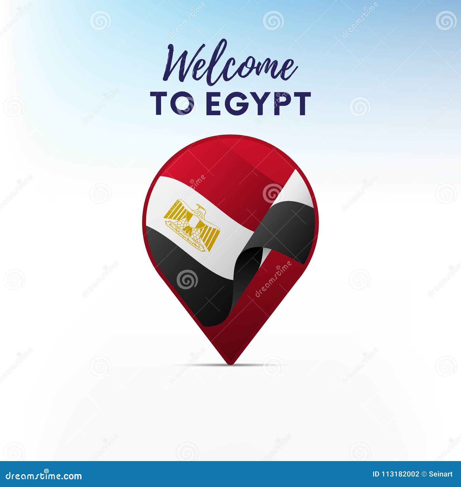 Flag of Egypt in Shape of Map Pointer or Marker. Welcome To Egypt ...