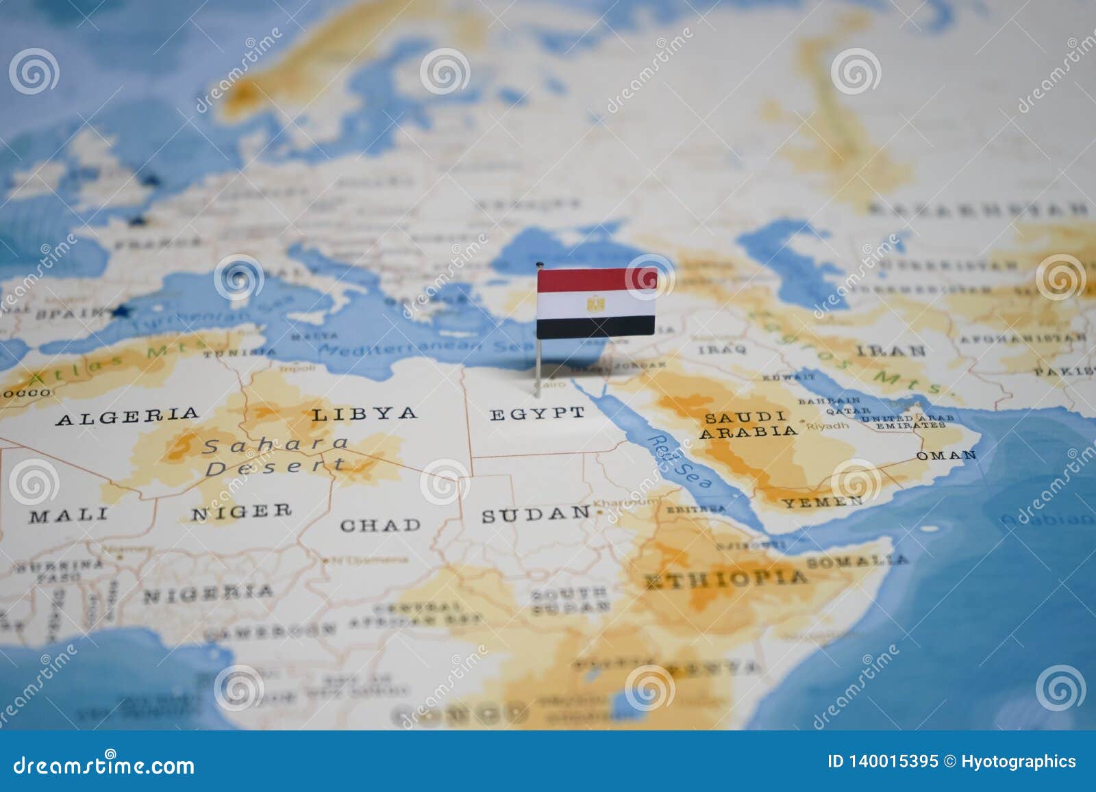 The Flag of Egypt in the World Map Stock Image - Image of international ...