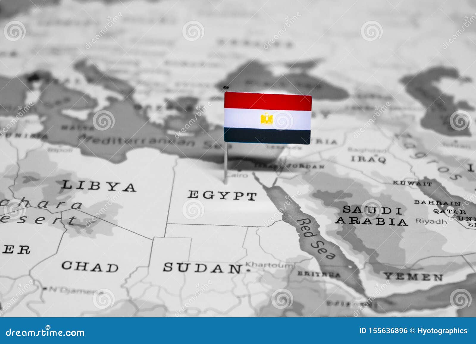 The Flag of Egypt in the World Map Stock Photo - Image of nation ...