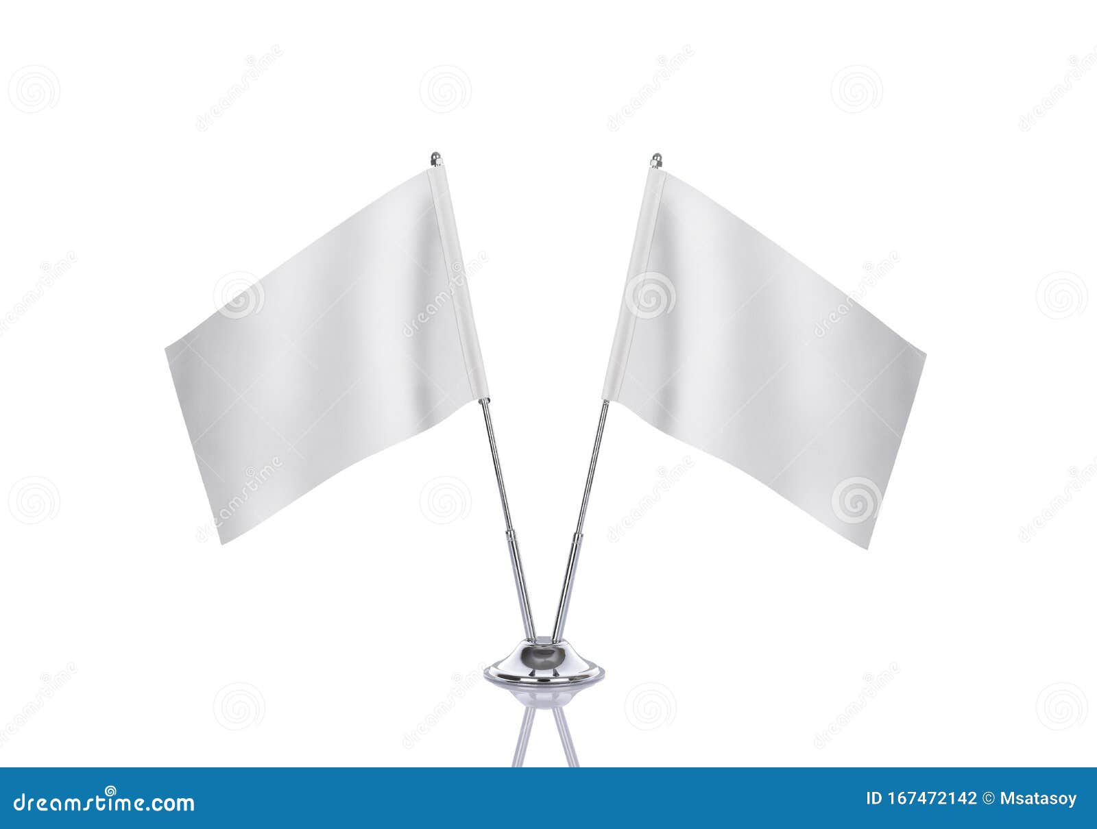 Flag of Empty Table on White Background Stock Photo - Image of meeting ...