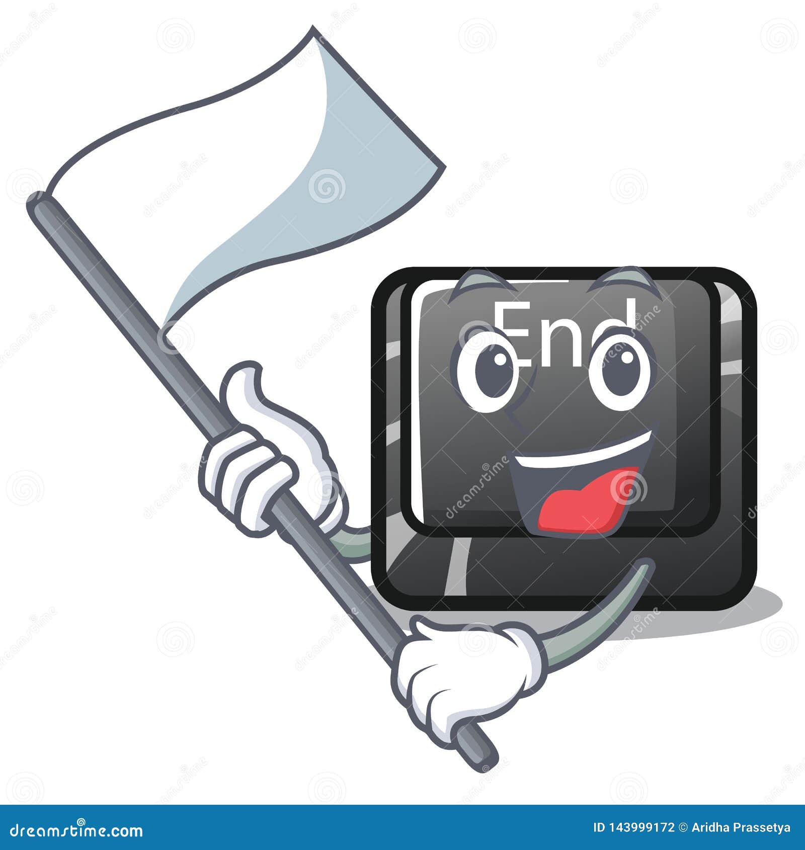With Flag End Button Located on Cartoon Keyboard Stock Vector ...