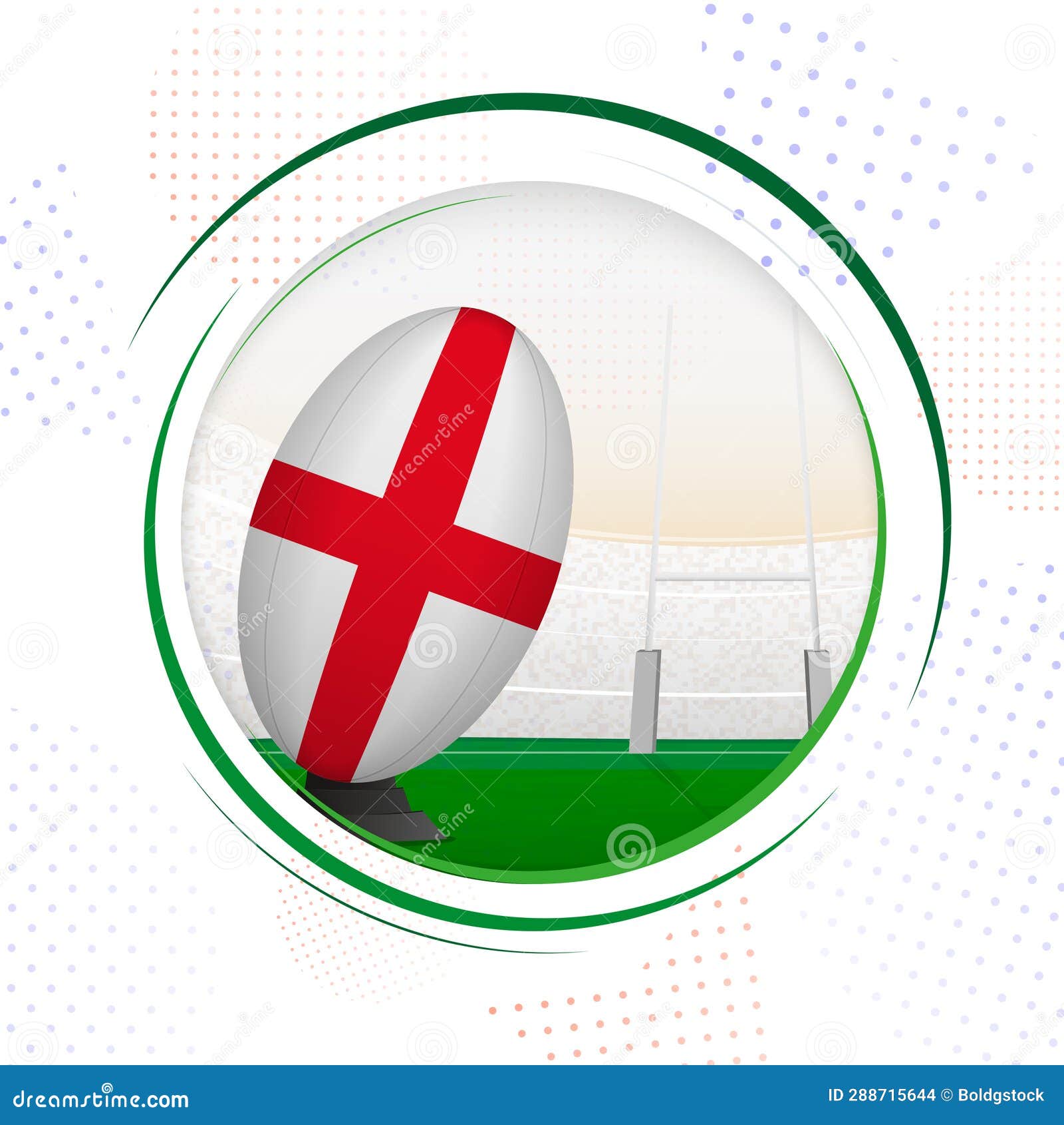 Flag of England on Rugby Ball. Round Rugby Icon with Flag of England ...