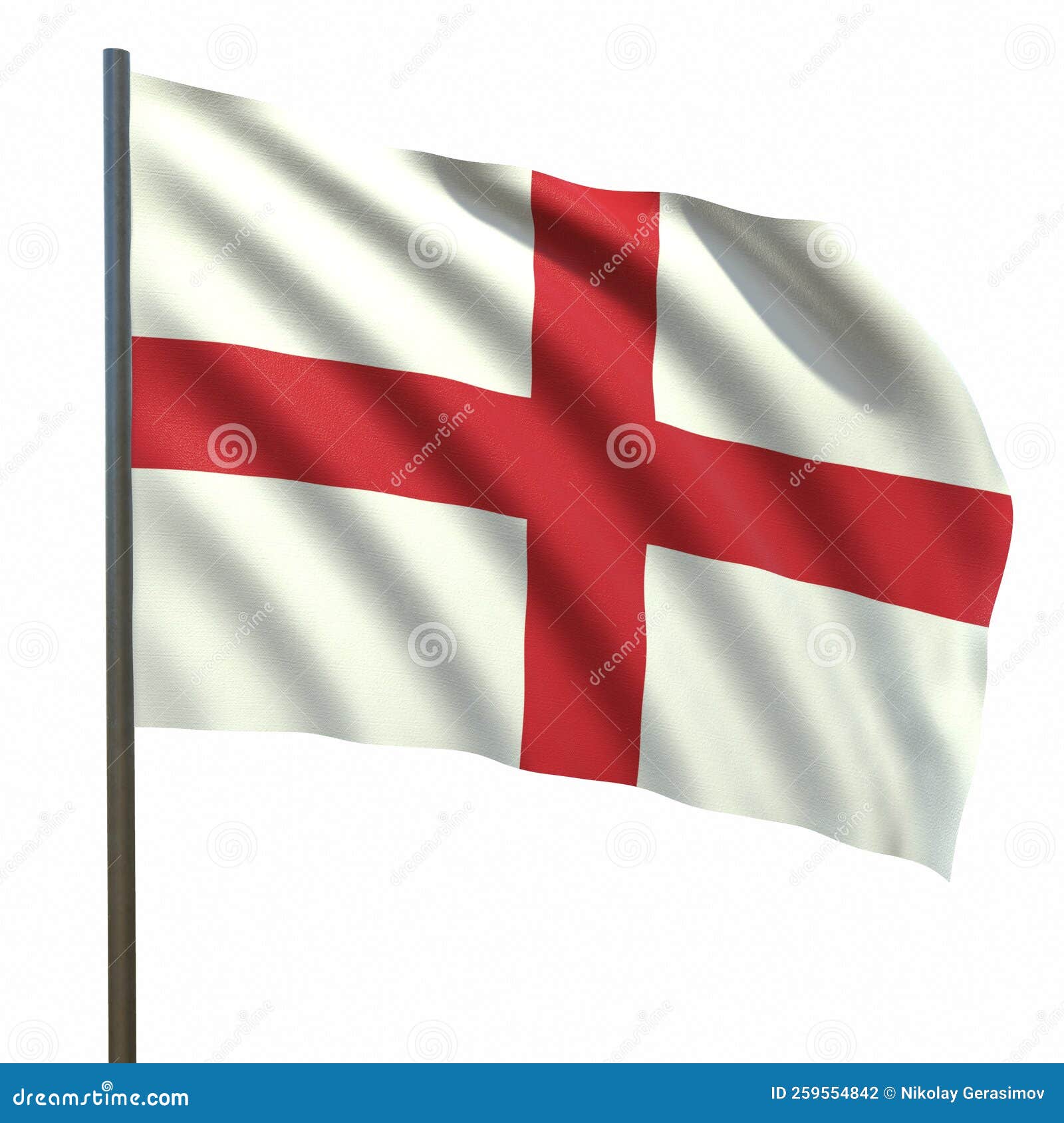 Flag of England on a White Background 3d-rendering Stock Illustration ...