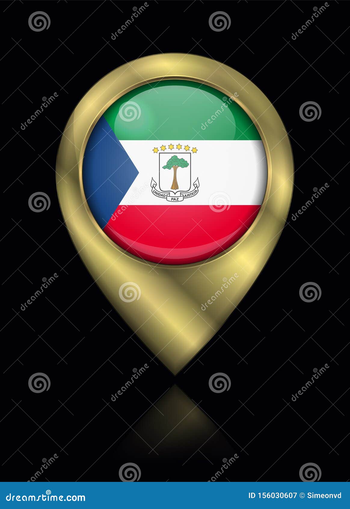 Flag of Equatorial Guinea. Vector Sign and Icon. Location Symbol Shape ...