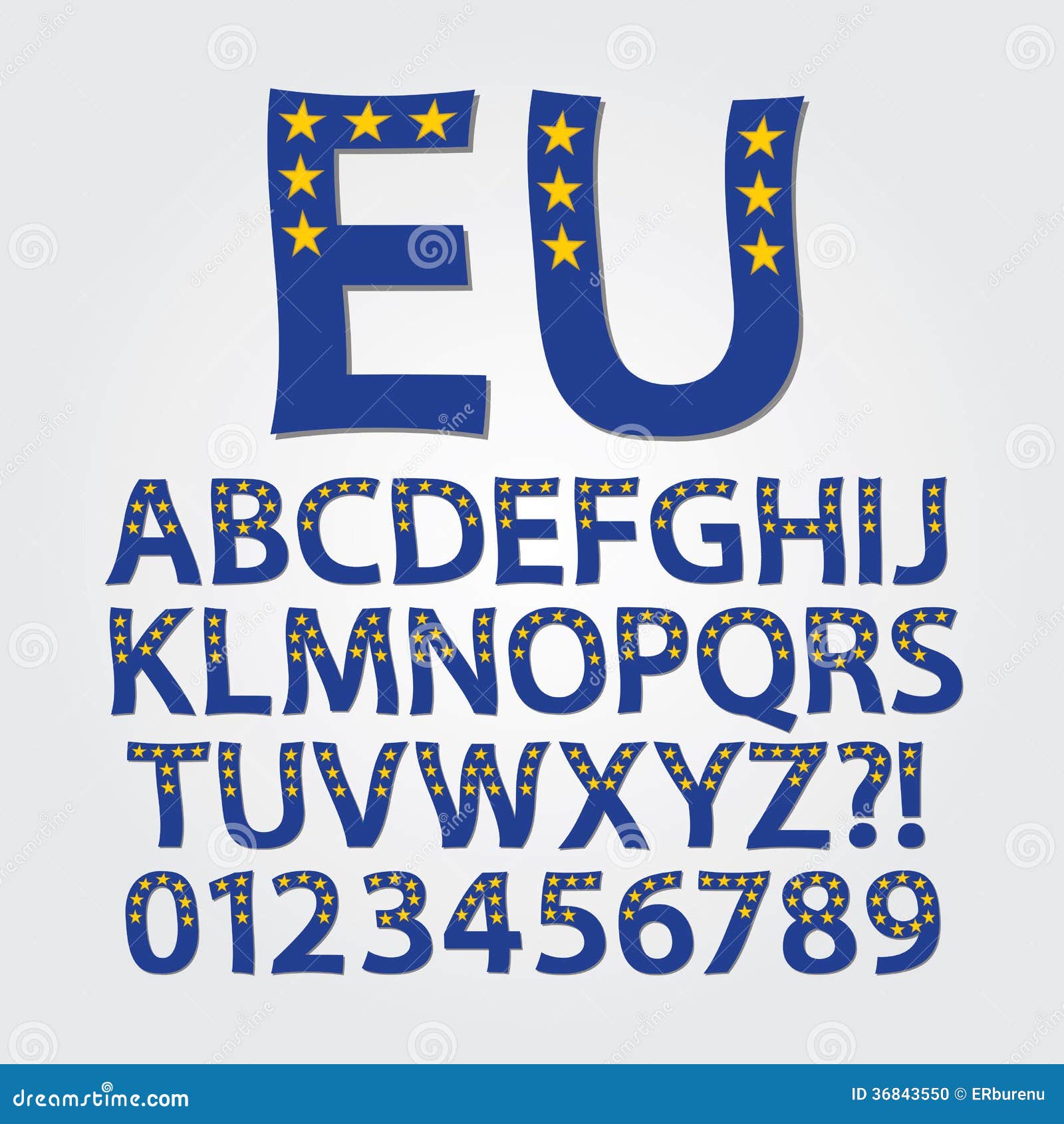 Flag of Europe Alphabet and Digit Vector Stock Vector - Illustration of ...