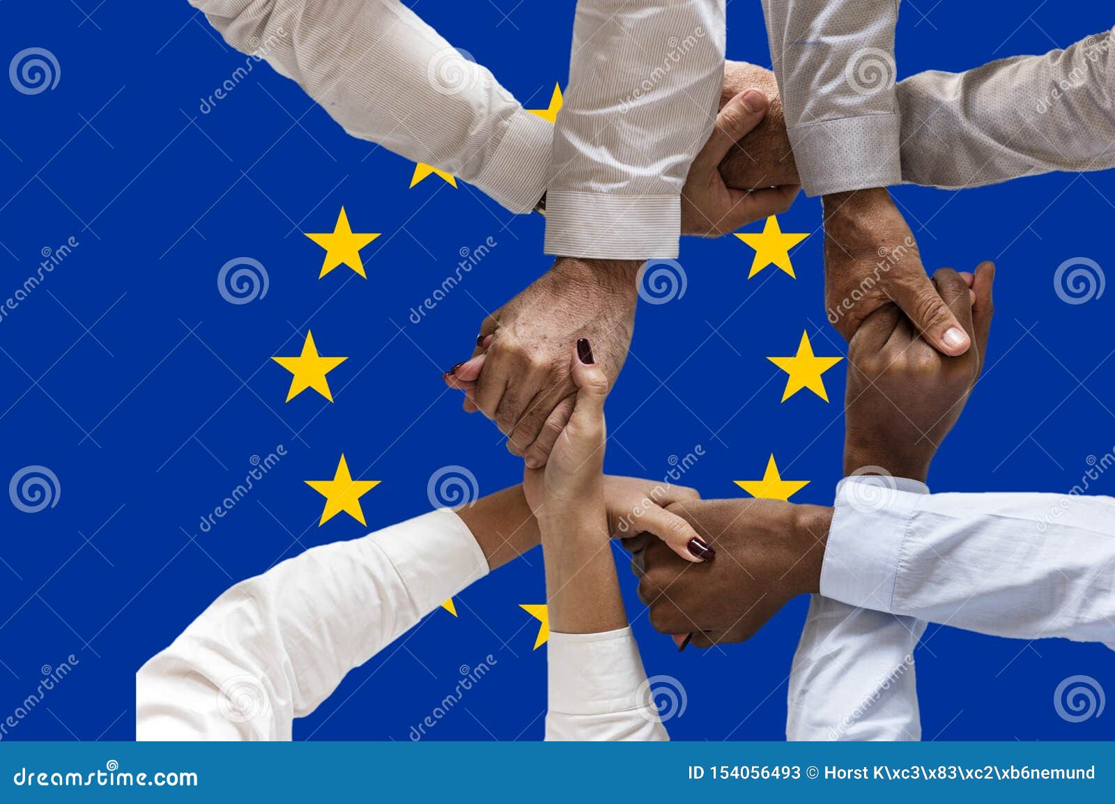 Flag of Europe, Intergration of a Multicultural Group of Young People ...