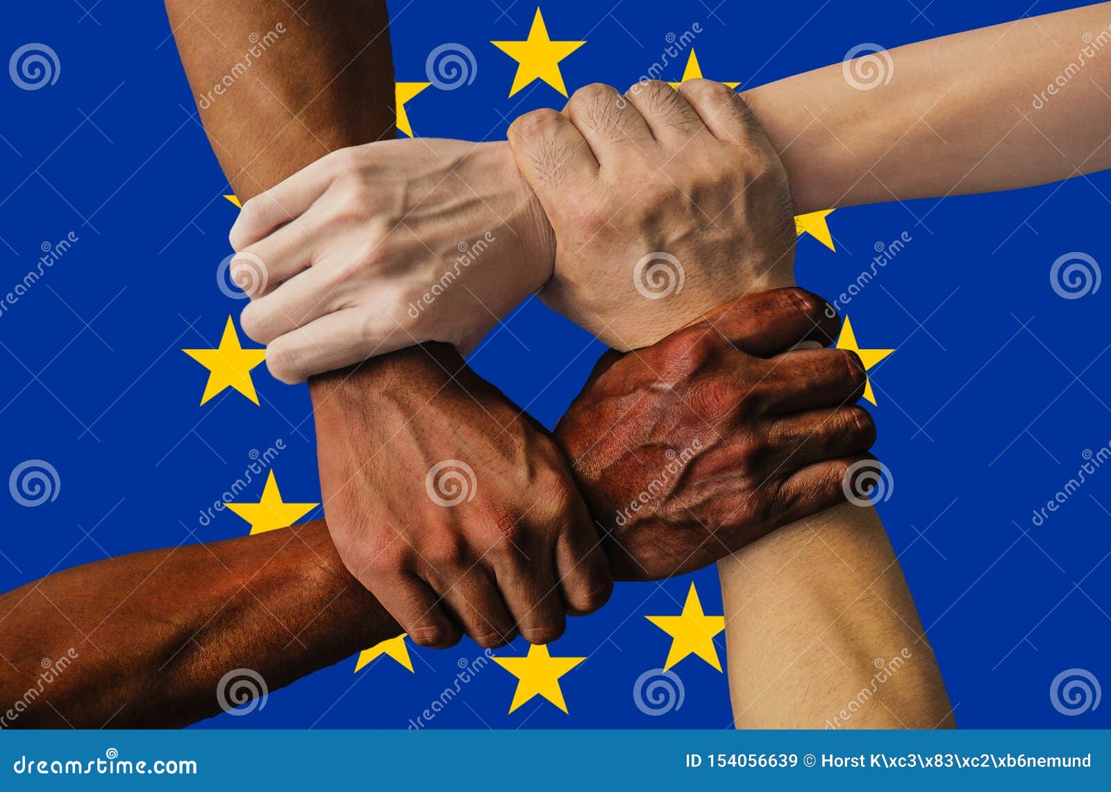 Flag of Europe, Intergration of a Multicultural Group of Young People ...