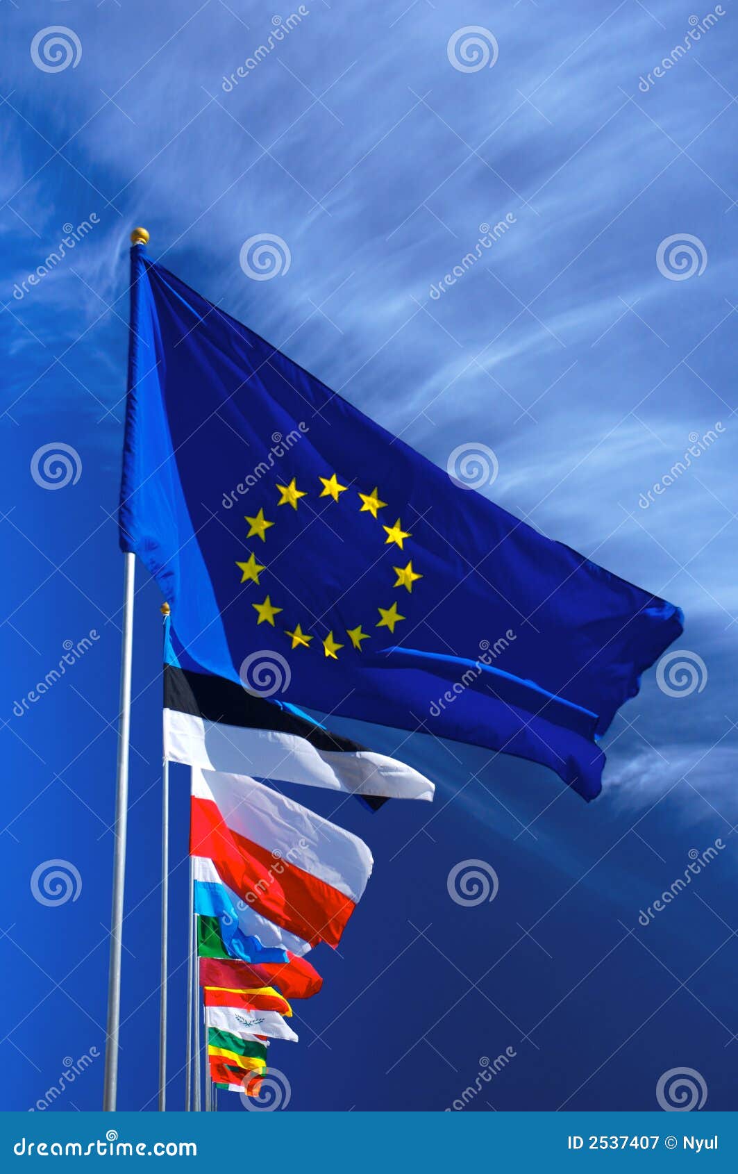 Flag Of European Union And Flag Of Ukraine Crossed With Each Other. The ...