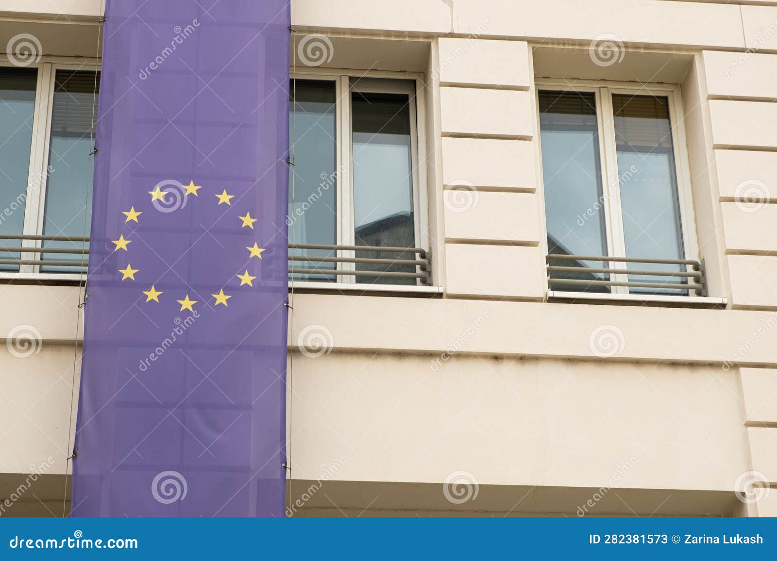 The Flag of the European Union on a Building in Austria Stock Image ...