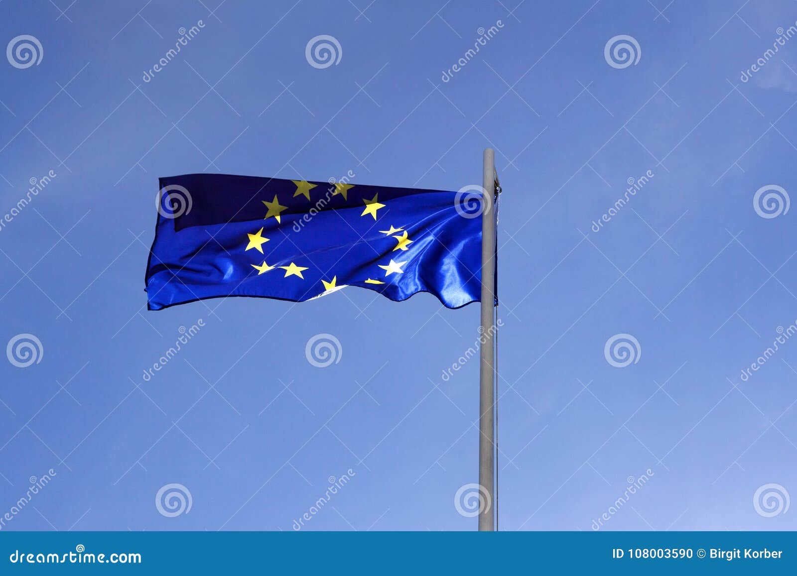 Flag of European Union on a Flagpole Stock Photo - Image of europe ...