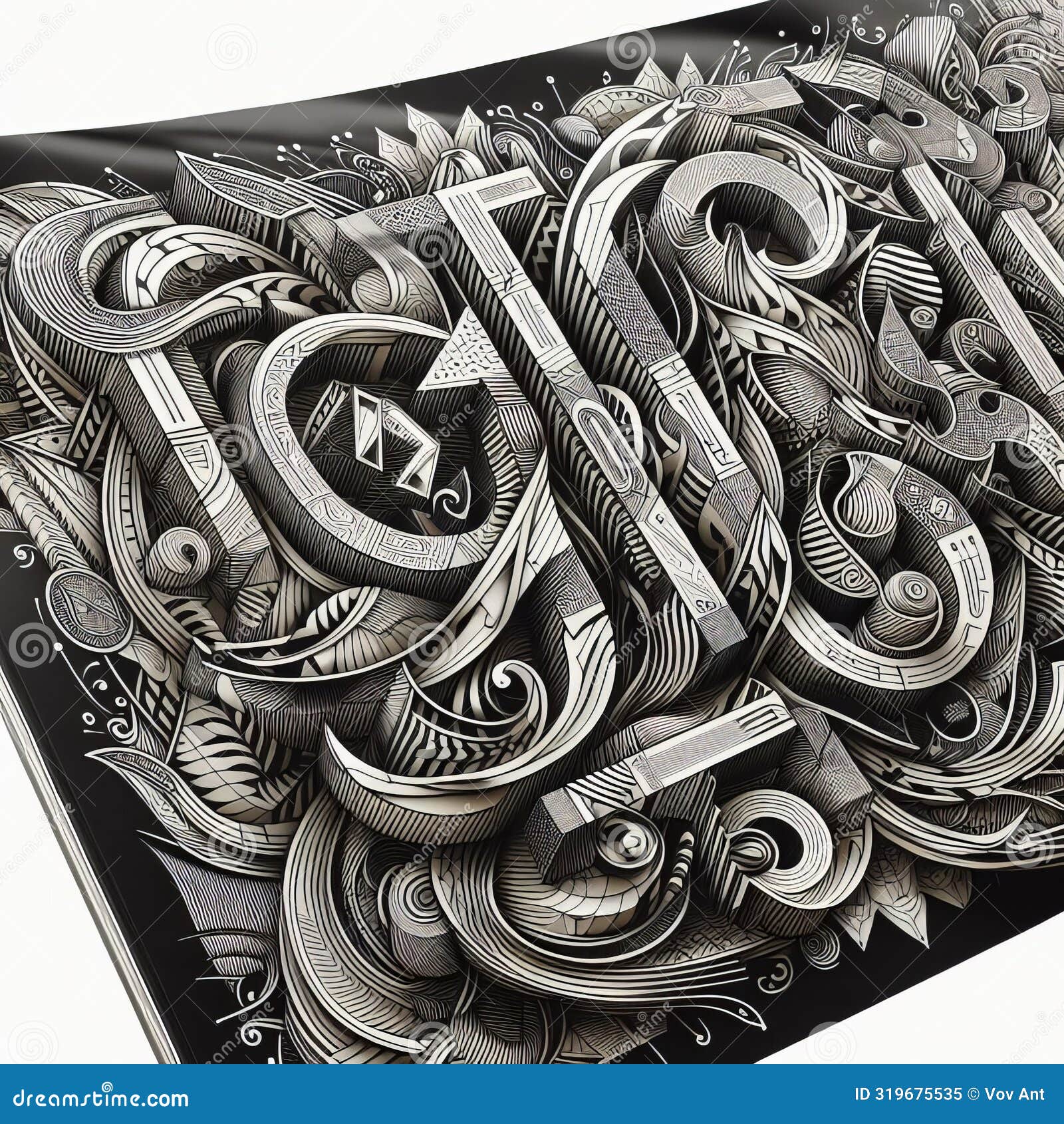 A Flag Featuring Abstract Calligraphy or Typography, W Stock ...