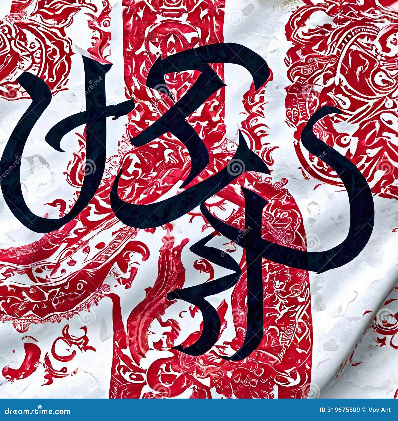 A Flag Featuring Abstract Calligraphy or Typography Wi Stock ...